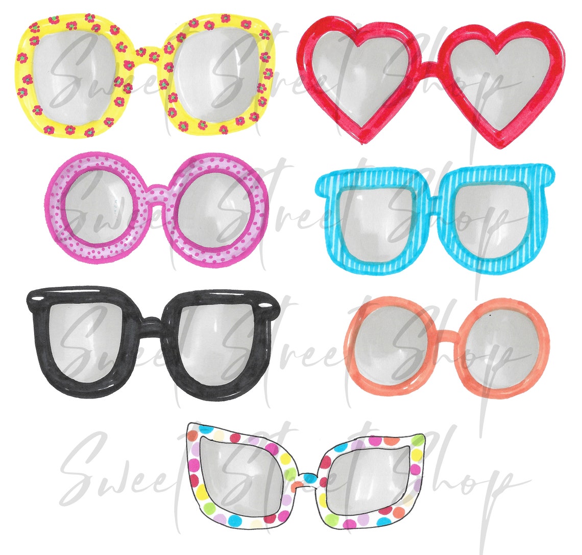 Sunglasses Clip Art Handpainted Digital Clipart Glasses Summer - Etsy