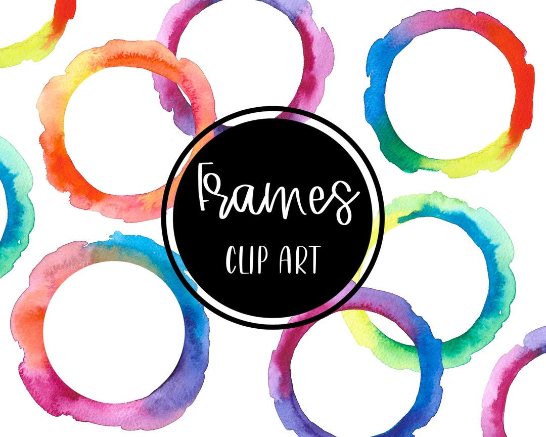 Frames Border Rainbow Circle Clipart Handpainted Digital Clipart Frame ...