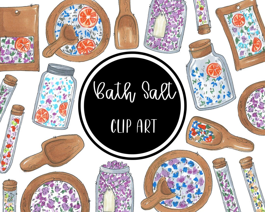 Bath Salt Spa Clip Art Watercolor Handpainted Beauty Herbal Product ...
