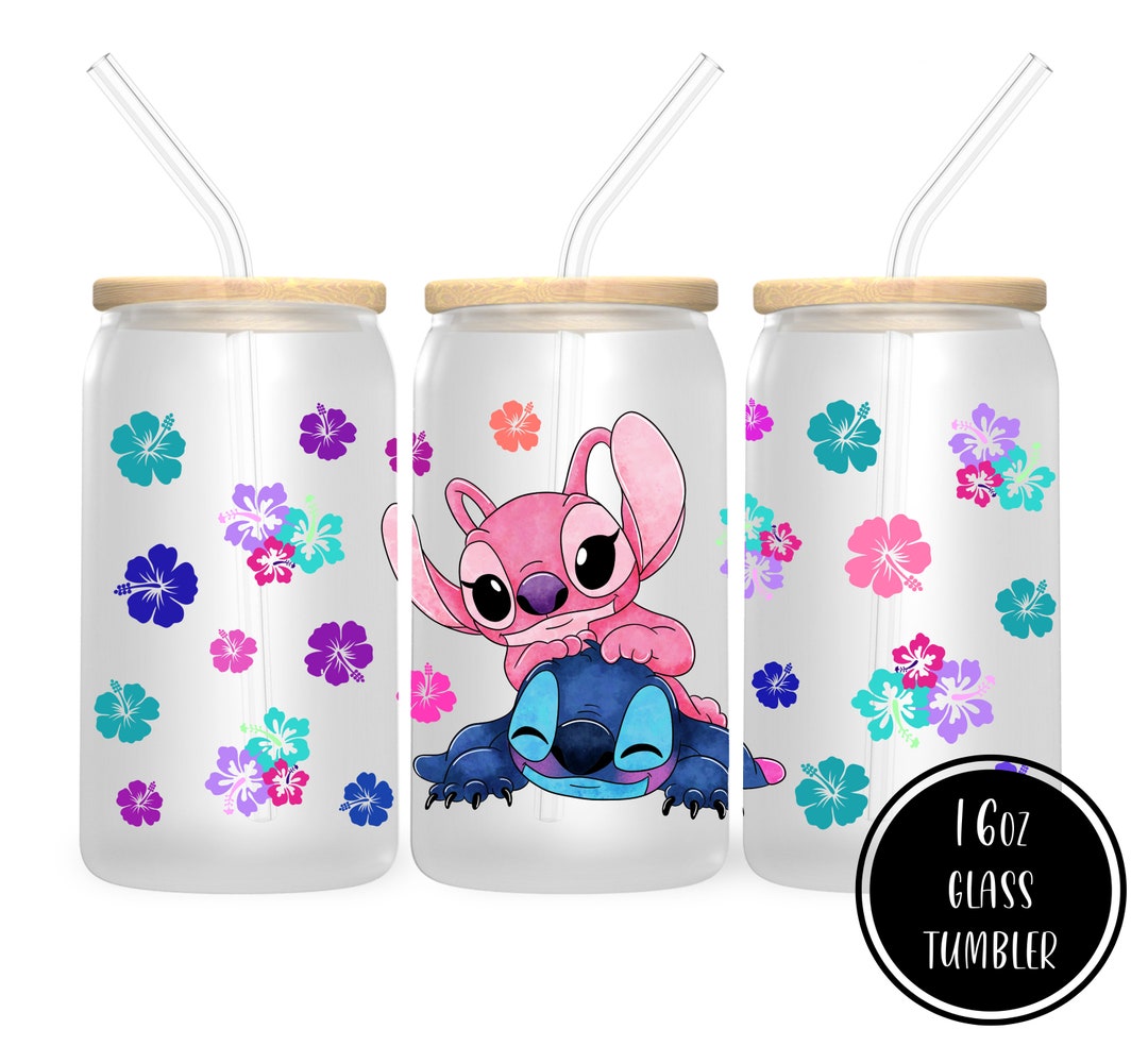 Stitch and Angel Cup PNG File DIGITAL DOWNLOAD 16oz Glass Tumbler ...