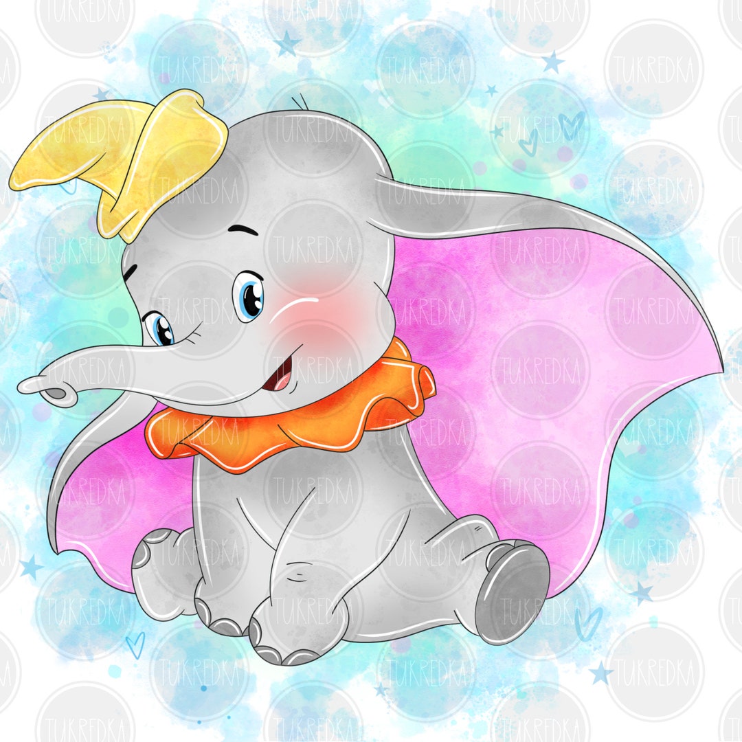 Dumbo Cute Clip Art PNG, Cartoon Dumbo Clipart Sublimation PNG - Etsy