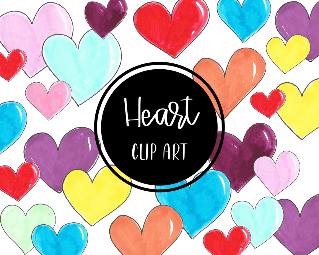 Heart Watercolor Clip Art Handpainted Digital Clipart Valentine's Day ...