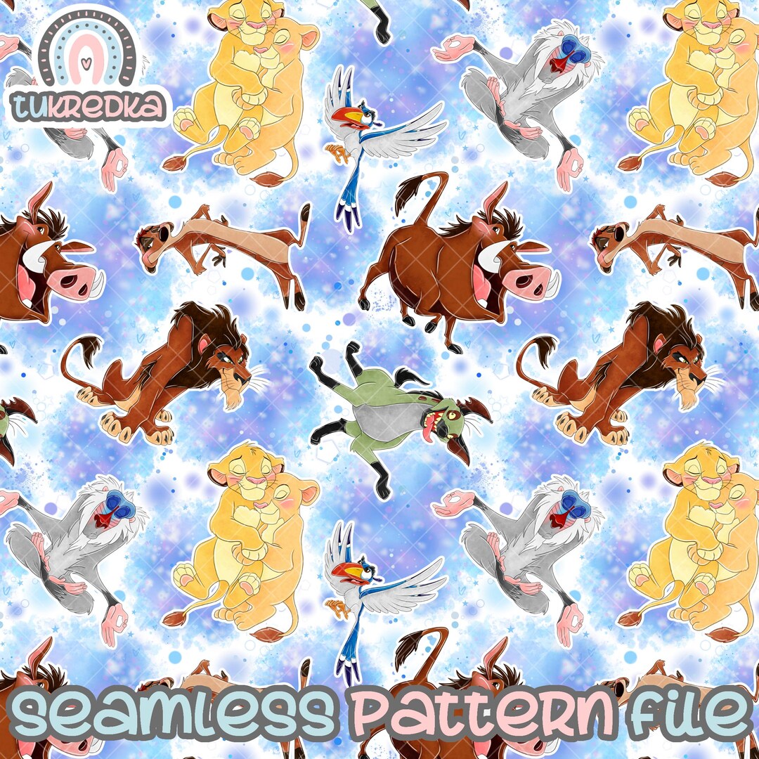 The Lion King Simba Pumba Timon Seamless Pattern, Digital Paper ...