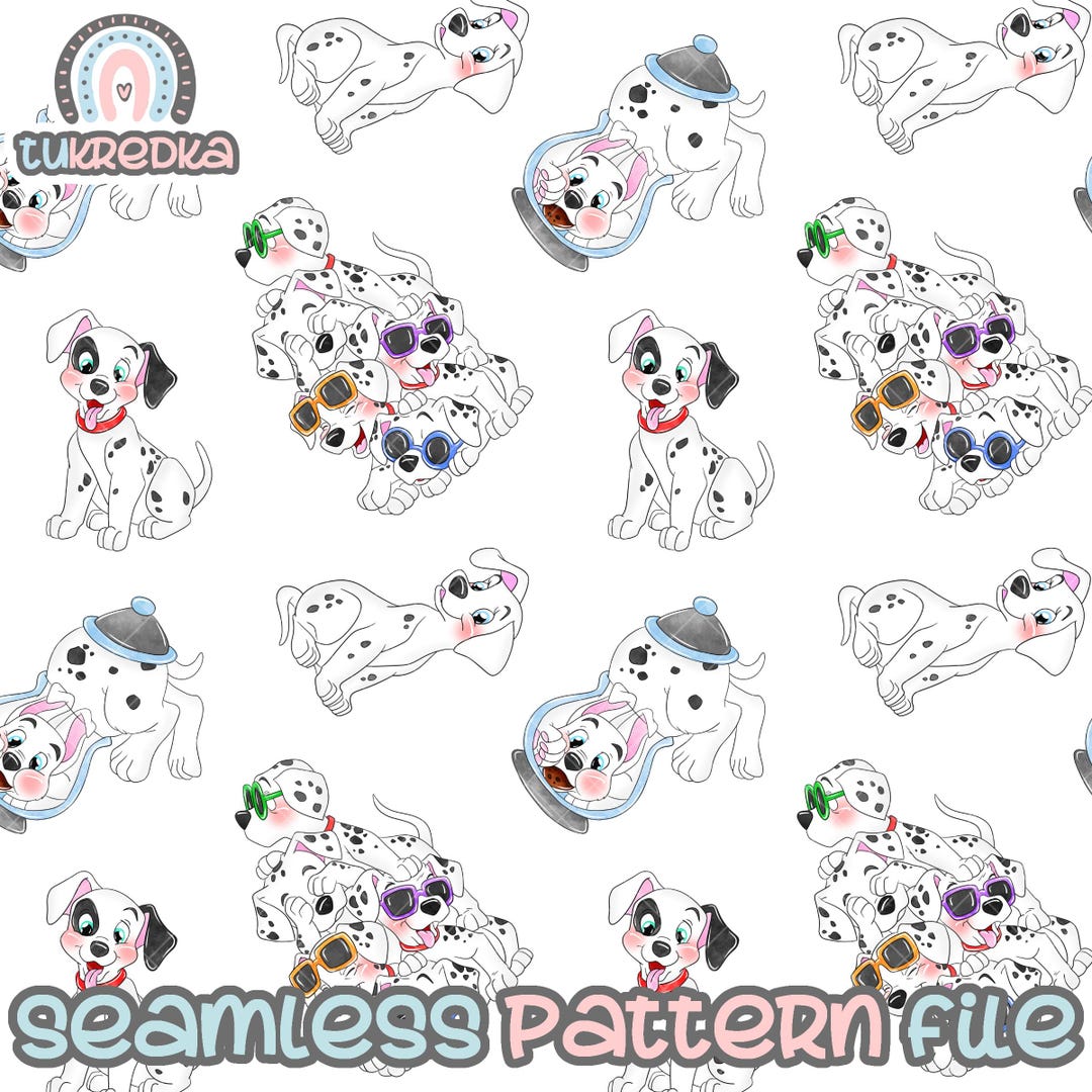 101 Dalmatians Dog Seamless Pattern, Digital Paper Background Download ...