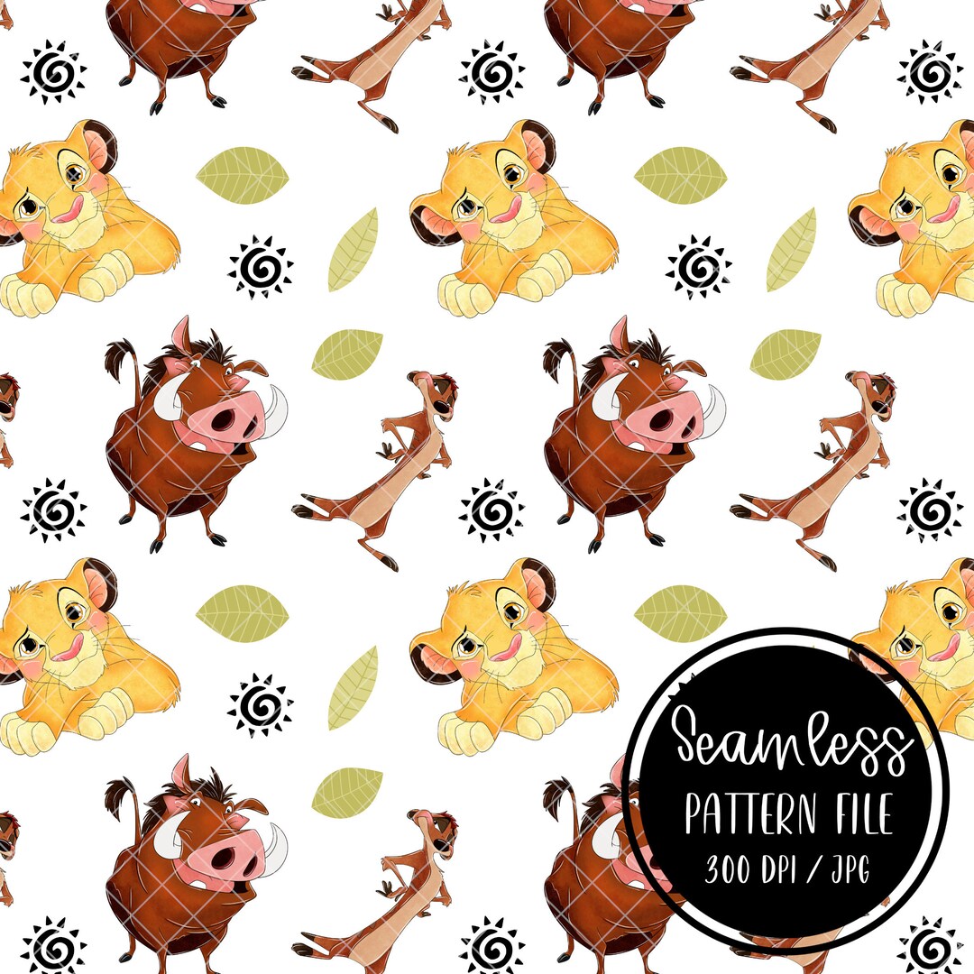The Lion King Simba Pumbaa Timon Seamless Pattern, Digital Paper ...