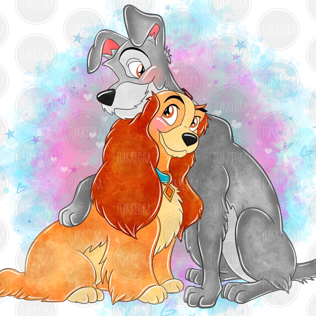 Lady and the Tramp Clip Art PNG, Cartoon Sublimation PNG Clipart ...