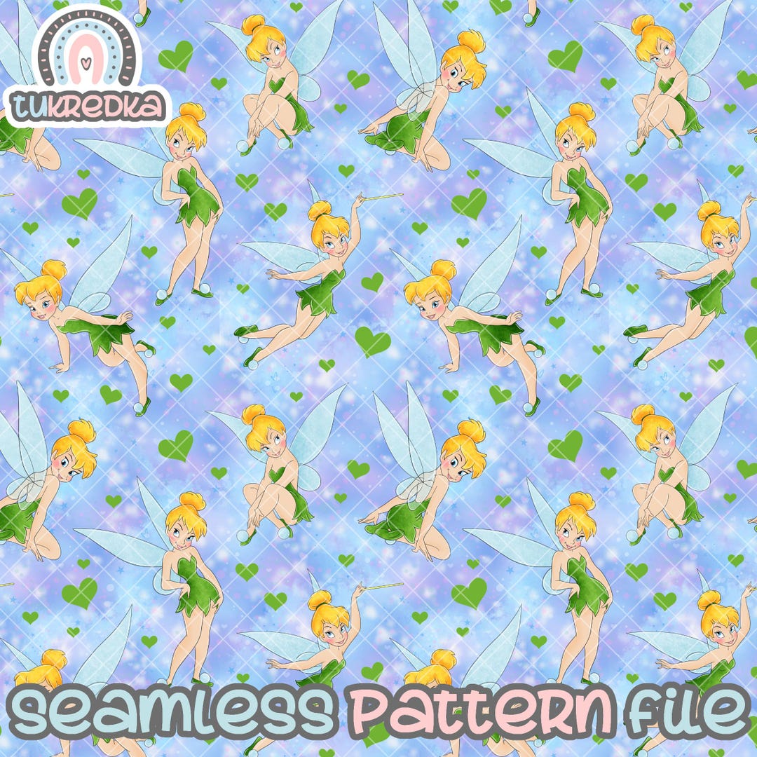 Tinkerbell Seamless Pattern, Digital Paper Background Download JPG - Etsy