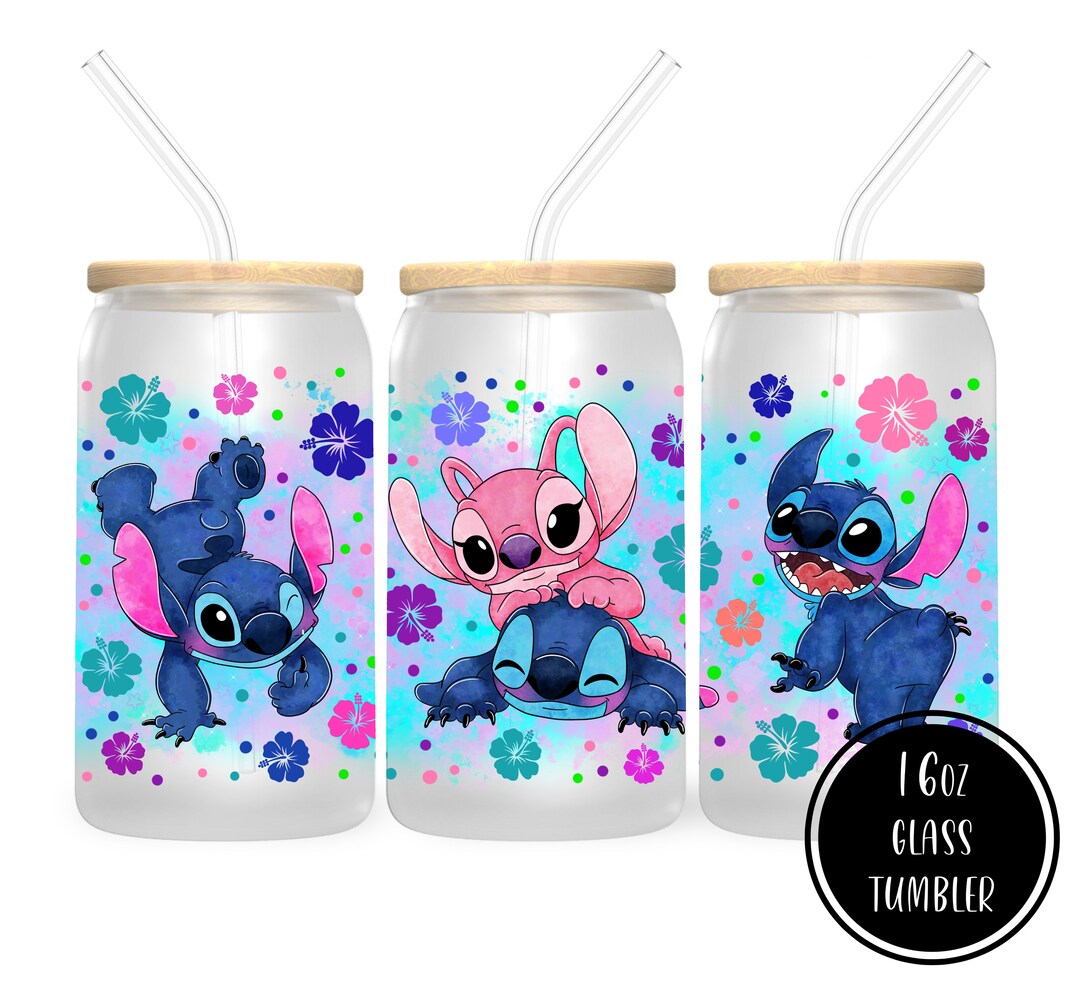 Stitch and Angel Cup PNG File DIGITAL DOWNLOAD 16oz Glass Tumbler ...