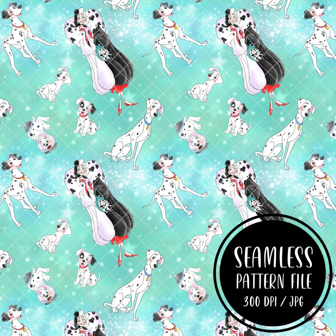 Cruella 101 Dalmatians Dog Seamless Pattern, Digital Paper Background Download Free Commercial ...