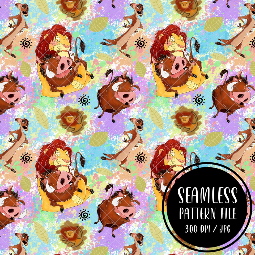 The Lion King Simba Pumbaa Timon Seamless Pattern, Digital Paper ...