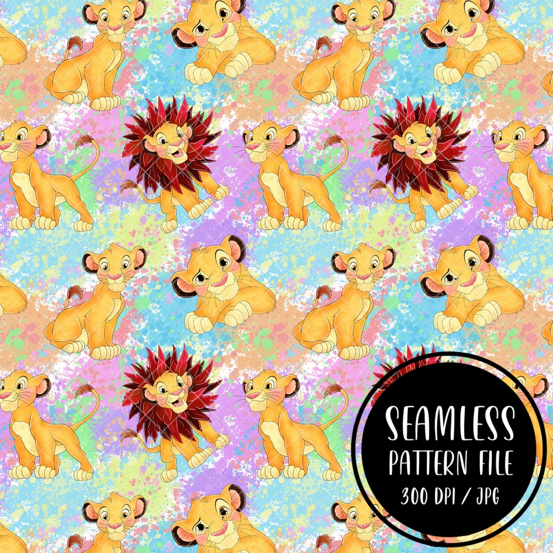 The Lion King Simba Seamless Pattern, Digital Paper Background Download ...