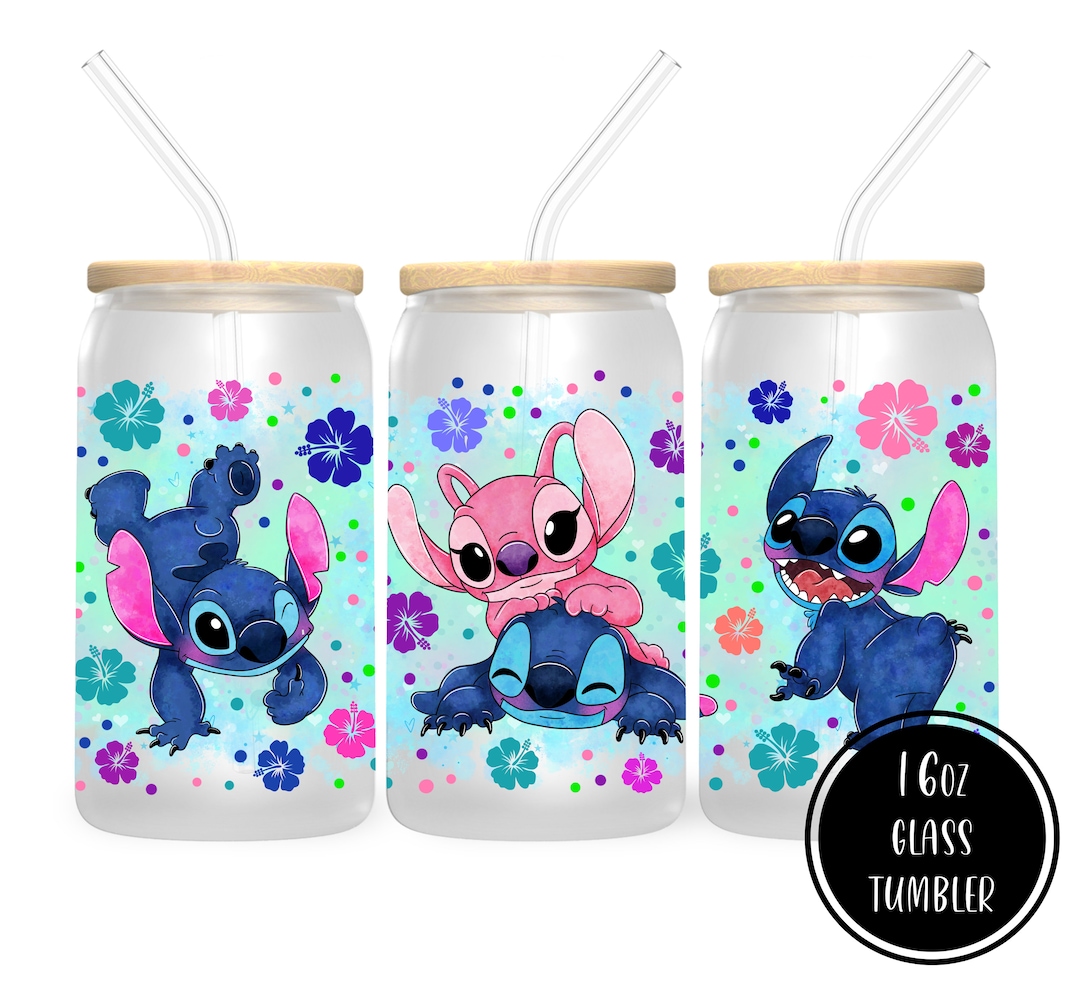Stitch and Angel Cup PNG File DIGITAL DOWNLOAD 16oz Glass Tumbler ...