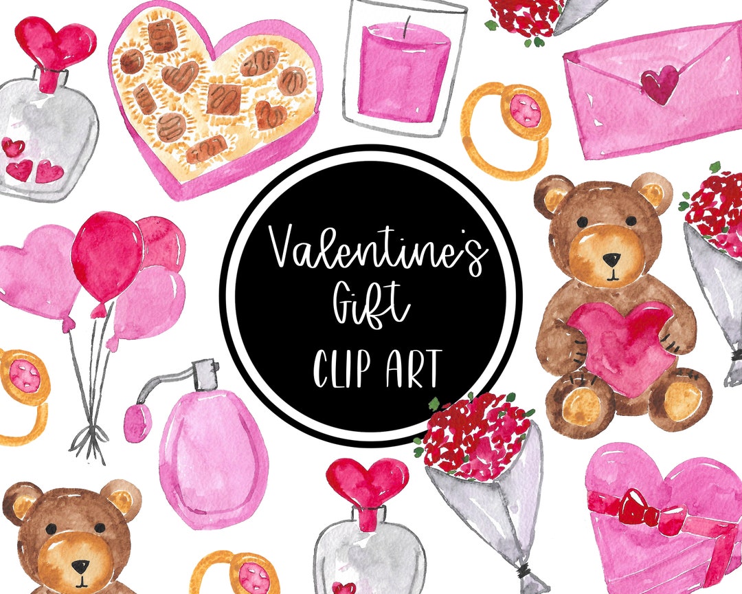 Valentines Clip Art Heart Balloon Clip Art Watercolor Handpainted ...