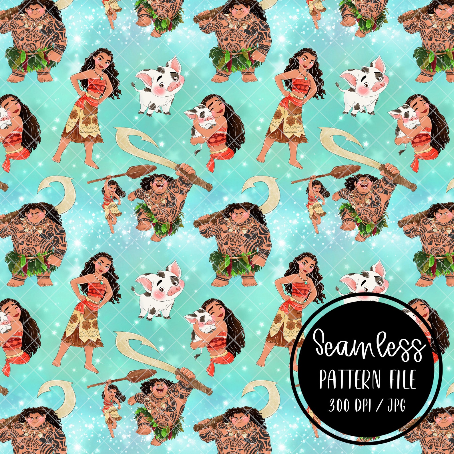 Princess Moana Seamless Pattern, Digital Paper Background Download Free ...