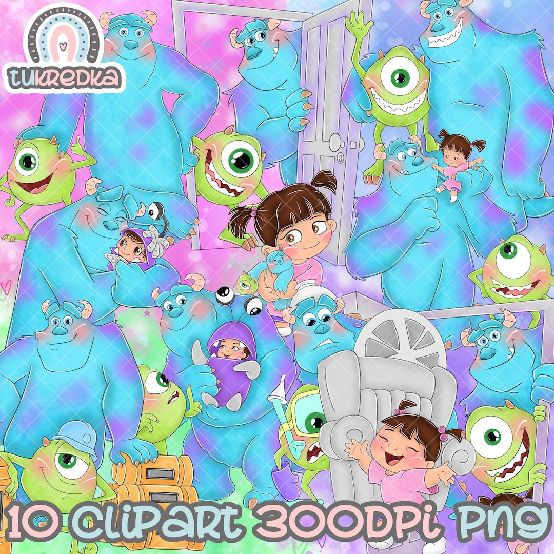 Set of Monsters Sulley Mike Wazowski Boo Clip Art PNG, Cartoon Clipart ...