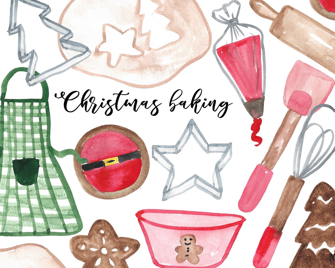 Christmas Baking Clip Art Watercolor Handpainted Digital Clipart Winter ...