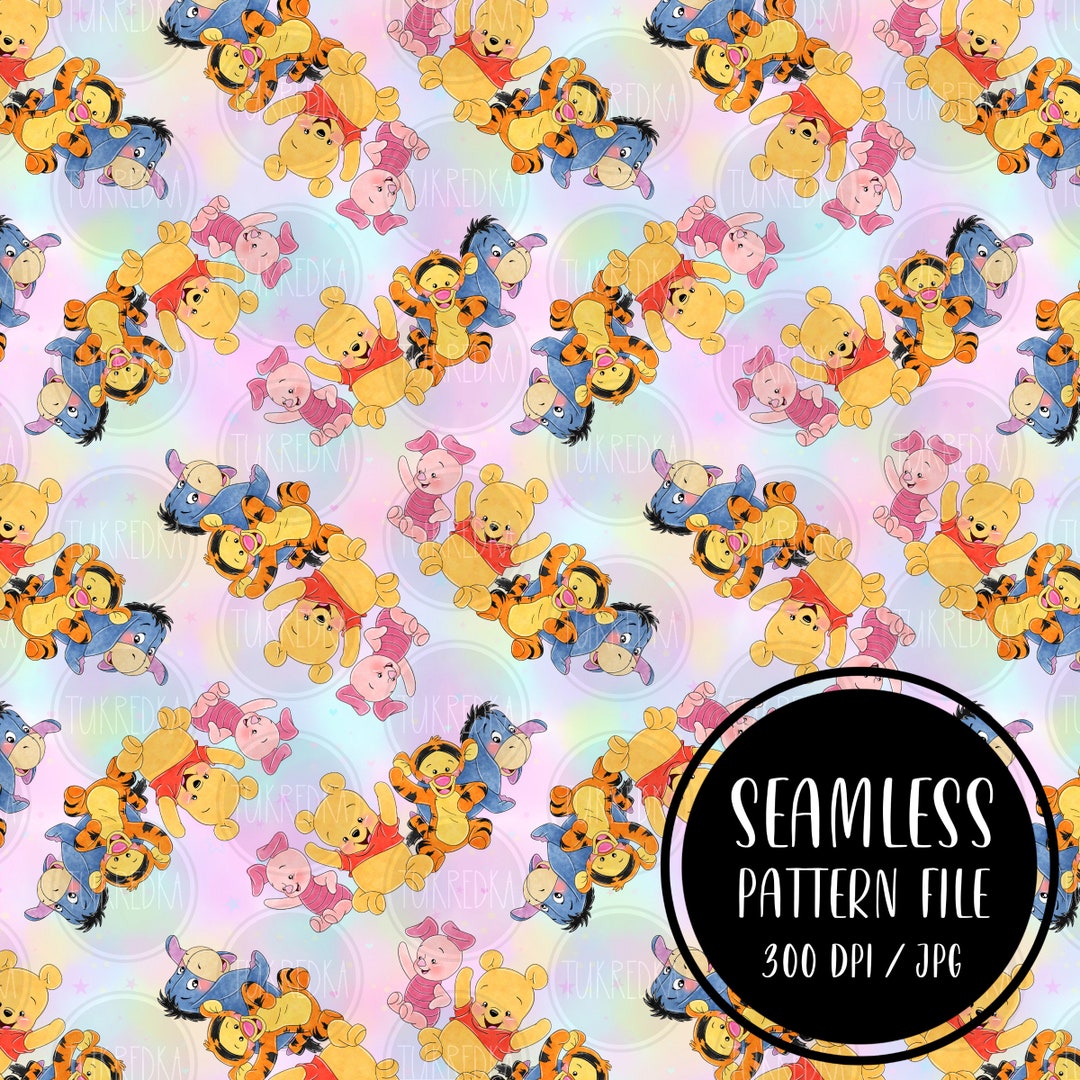 Winnie the Pooh Baby Piglet Seamless Pattern, Digital Paper Background ...