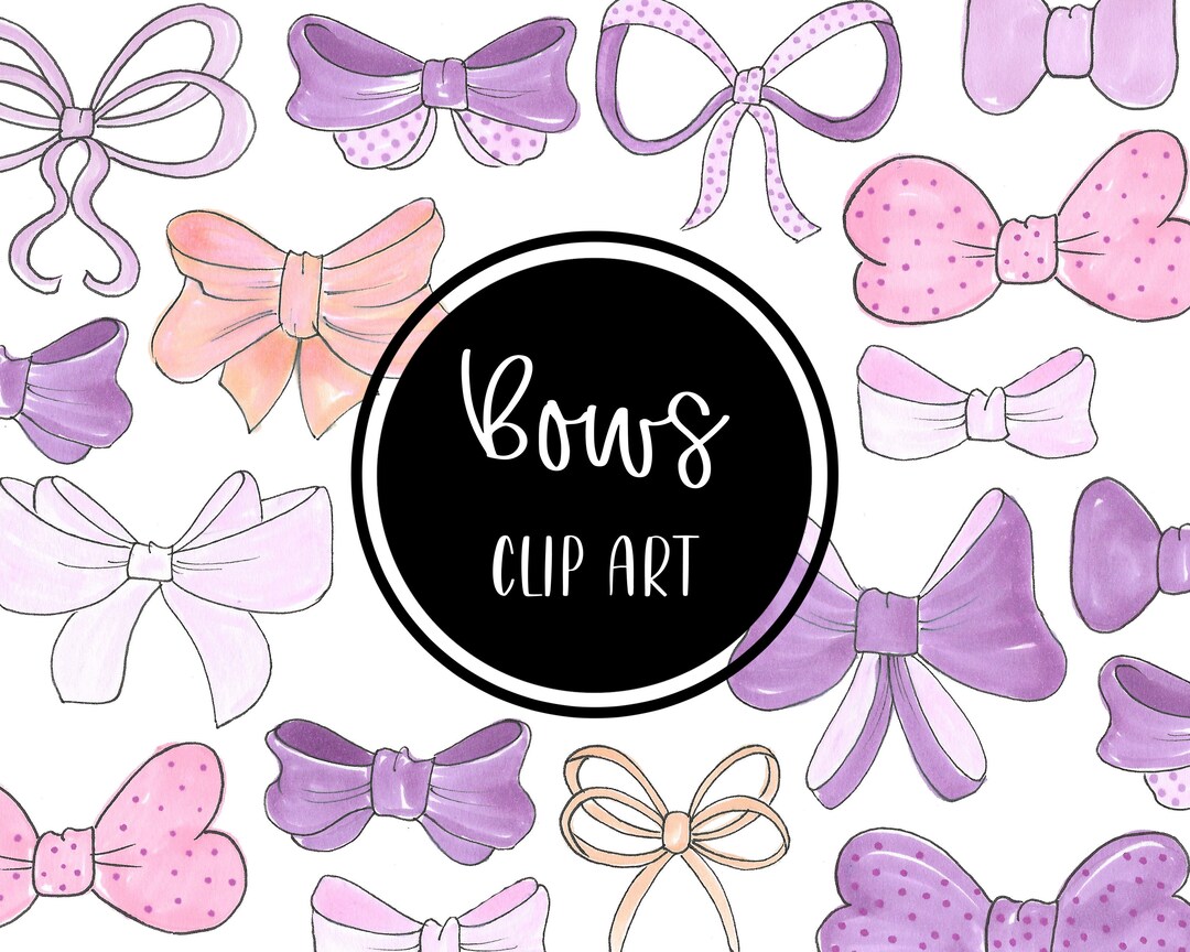 Bows Hand Drawn Doodle Digital Clipart Clip Art Diy Elements Bow ...