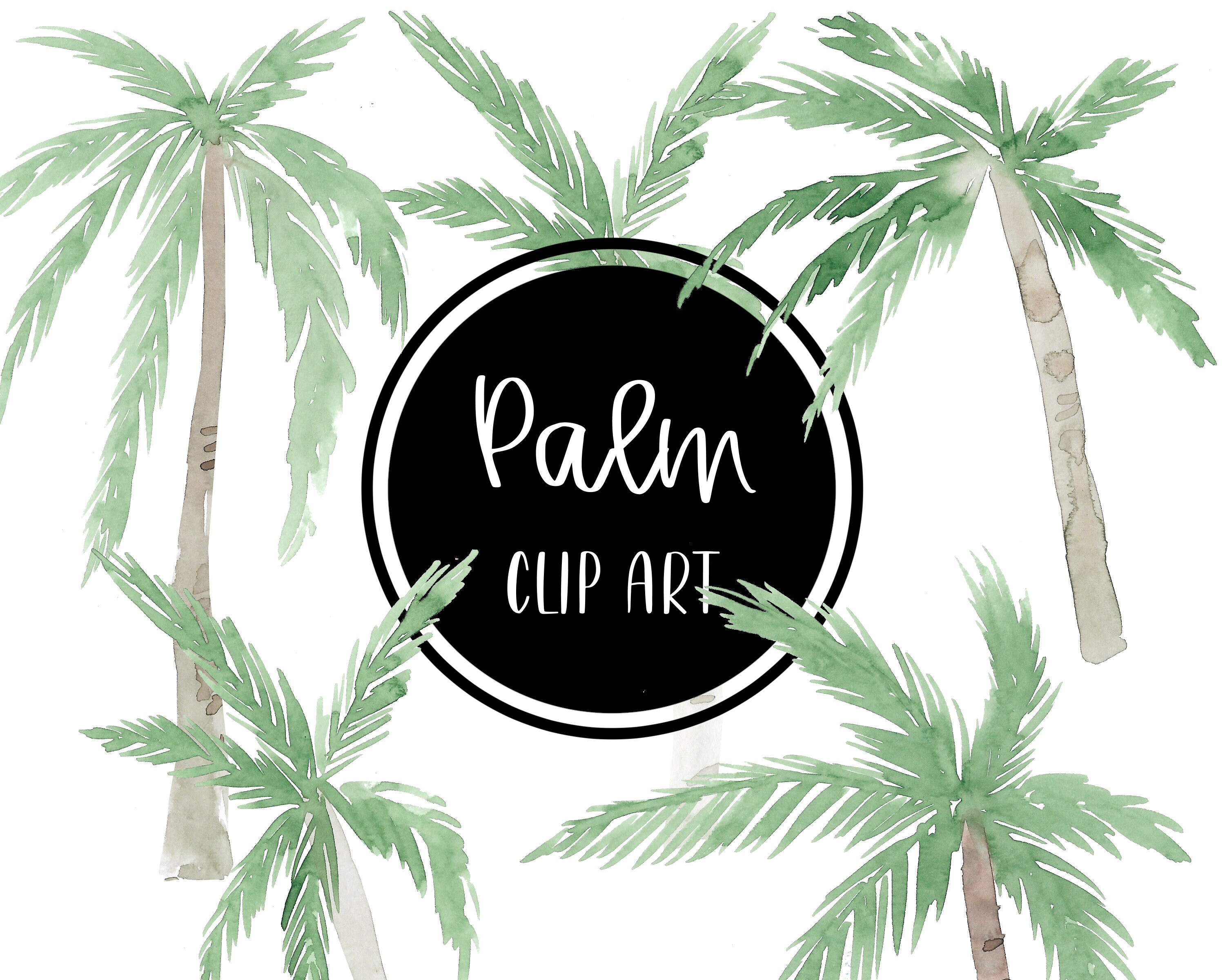 Palm Tree Clip Art Watercolor Handpainted Digital Clipart Tropical ...