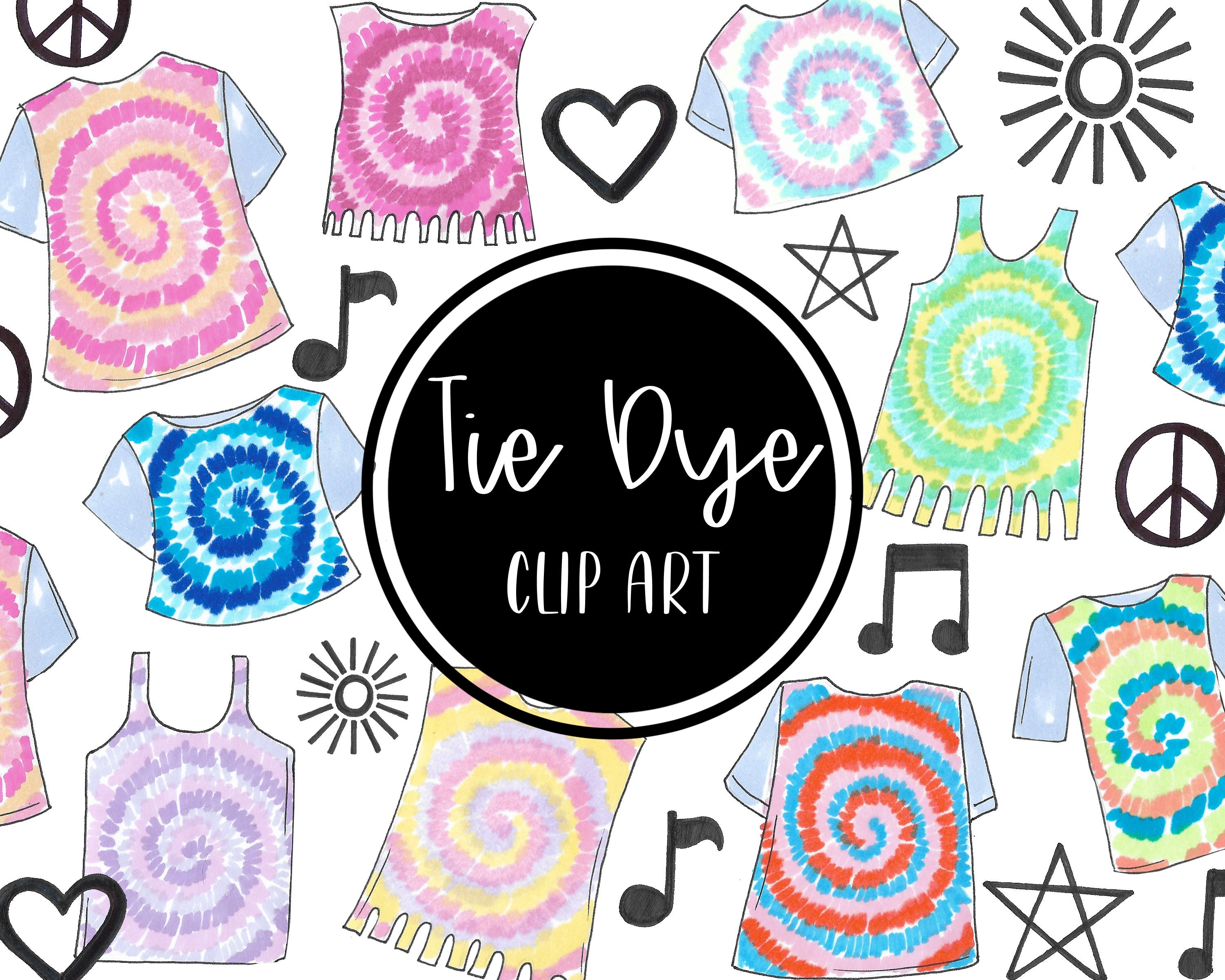 Summer Tie Dye Clothes Clipart Watercolor Handpainted Digital - Etsy