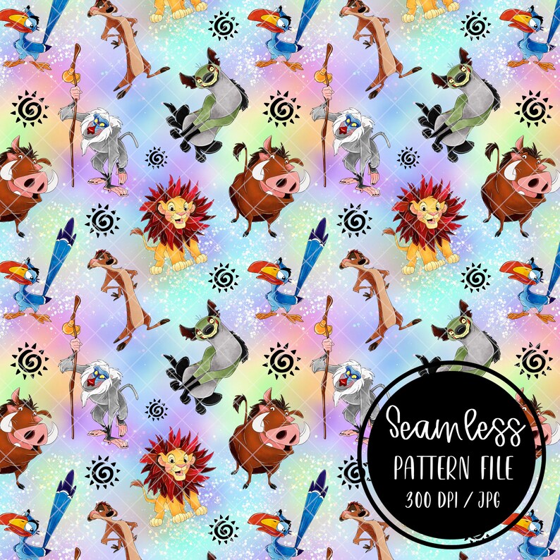 The Lion King Simba Pumbaa Timon Seamless Pattern, Digital Paper ...