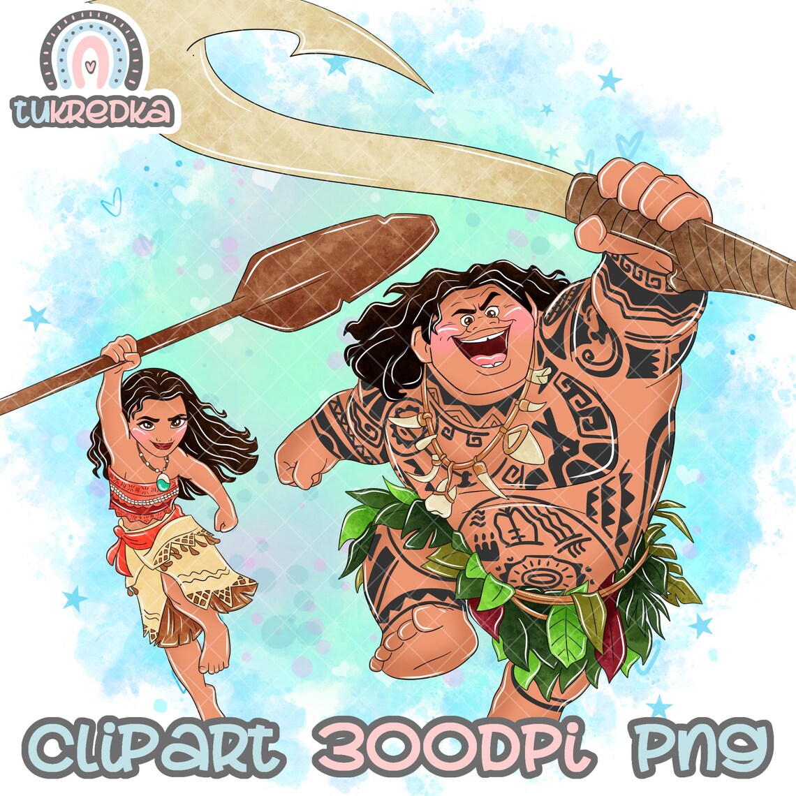 Princess Moana Maui Clipart Sublimation PNG, Vaiana Clipart, Cartoon ...