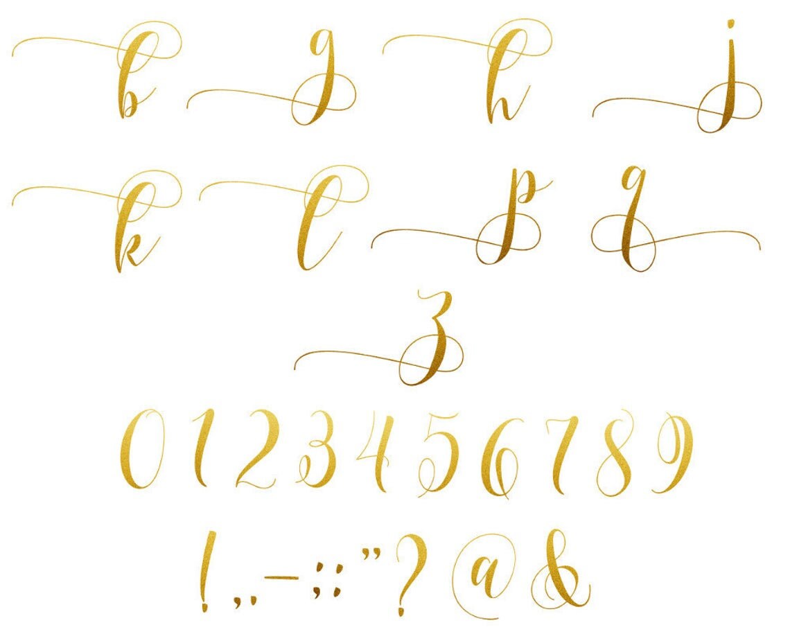 Alphabet Clip Art Foil Gold Alphabet Letters Cards Download - Etsy