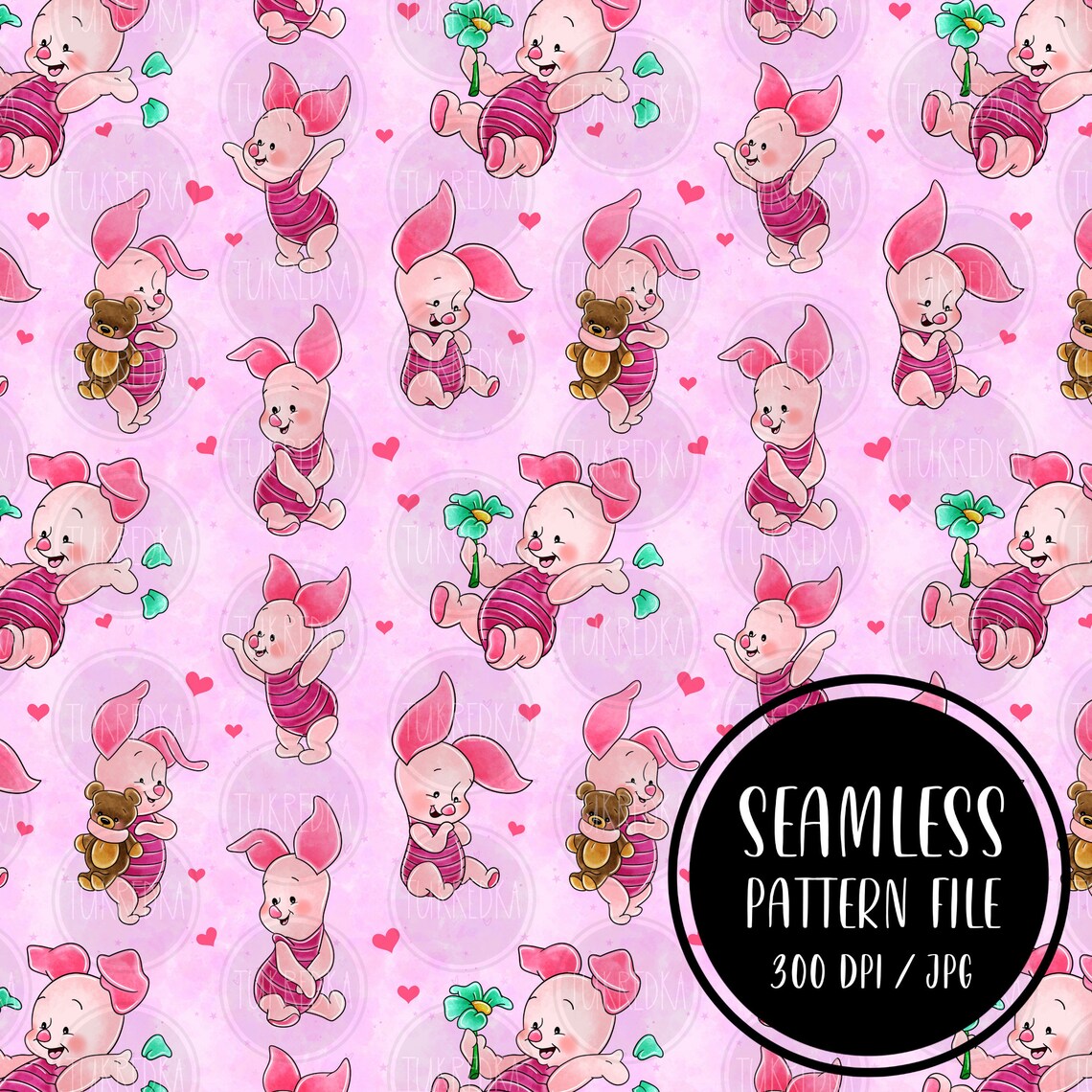 Winnie the Pooh Piglet Seamless Pattern, Digital Paper Background ...