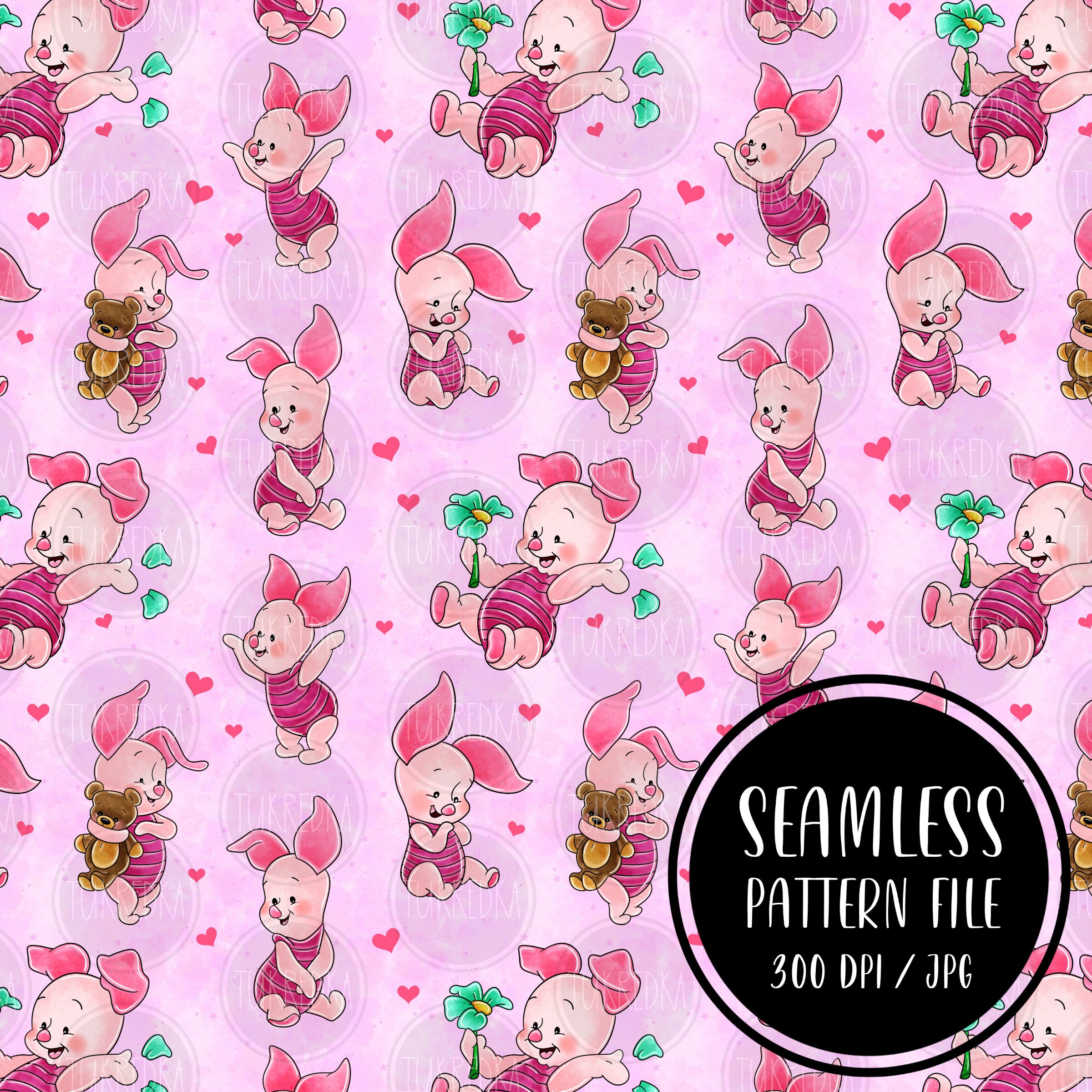 Winnie the Pooh Piglet Seamless Pattern, Digital Paper Background ...