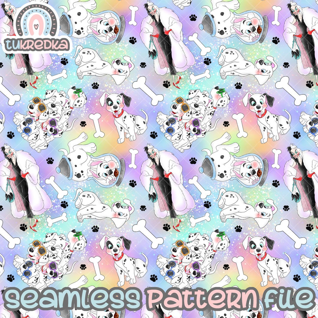101 Dalmatians Dog Seamless Pattern, Digital Paper Background Download ...