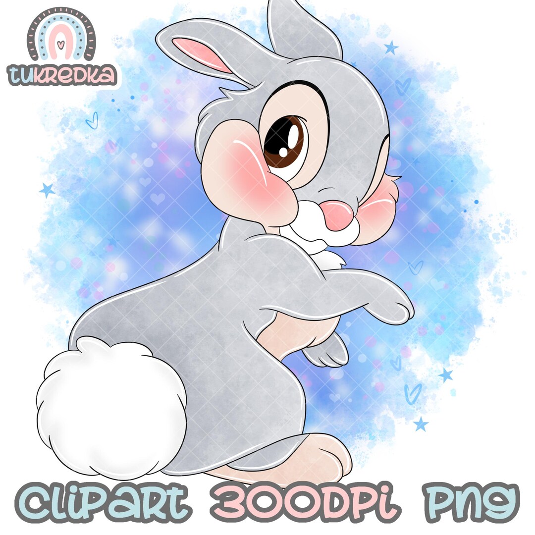 Thumper Rabbit Cute Clip Art PNG, Cartoon Bambi Clipart Sublimation PNG ...