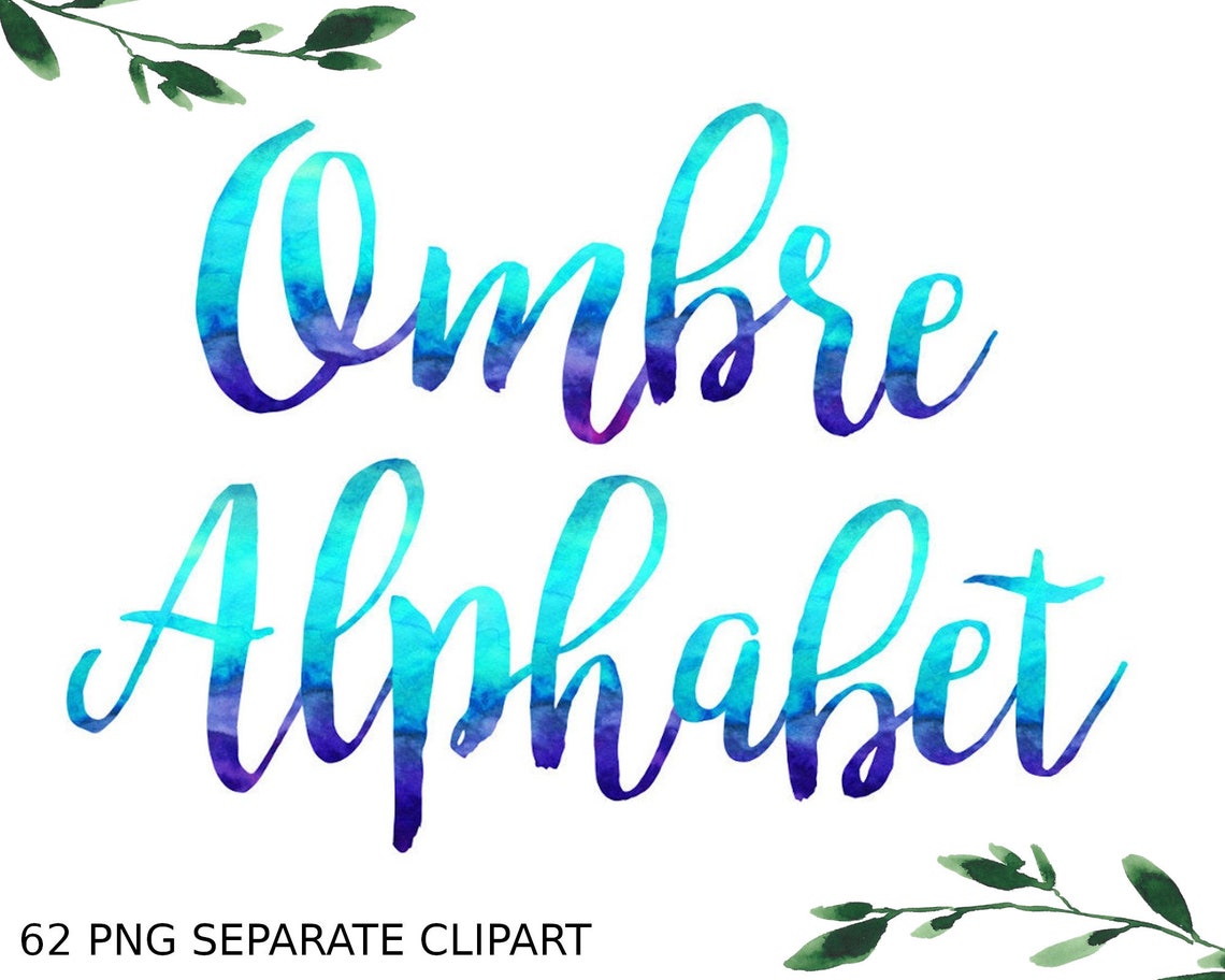 Ombre Alphabet Clip Art Ombre Alphabet Letters Cards Download - Etsy