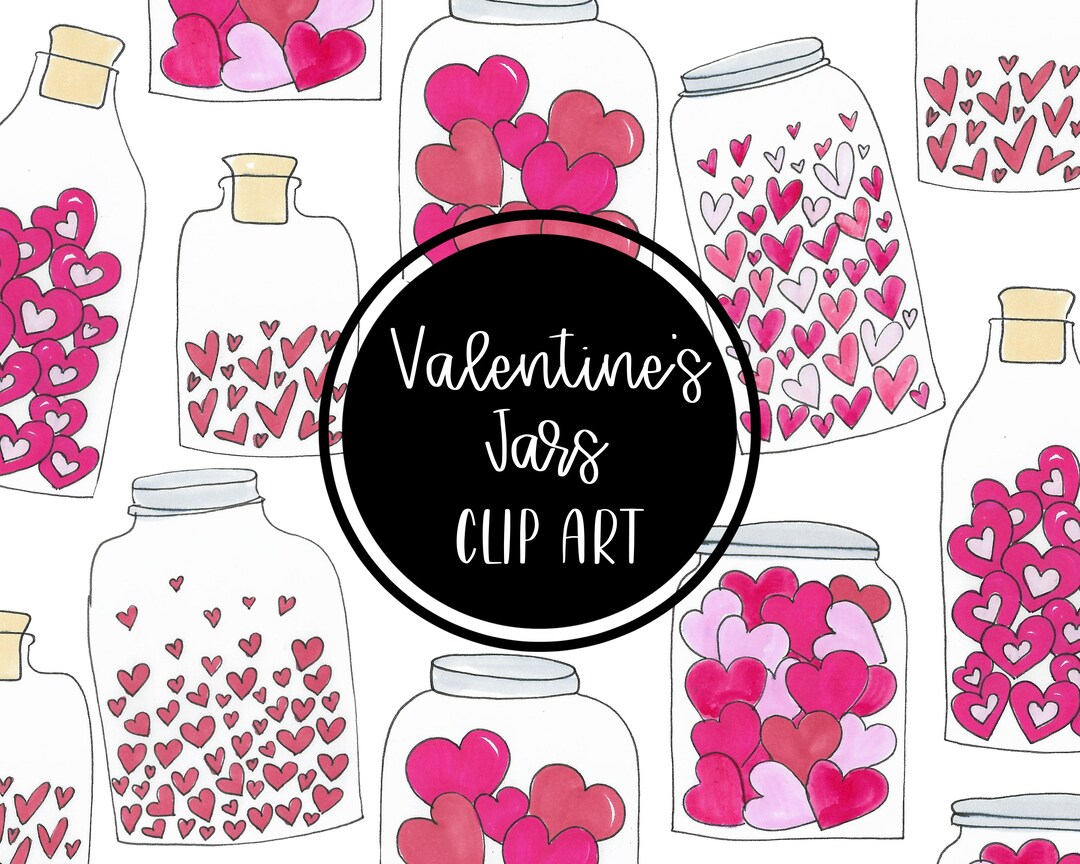 Heart Jars Clip Art Watercolor Handpainted Digital Clipart Valentine's ...