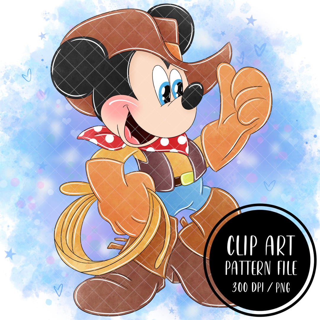 Mickey Mouse Cowboy Clipart, PNG Clip Art, Cartoon Sublimation PNG - Etsy