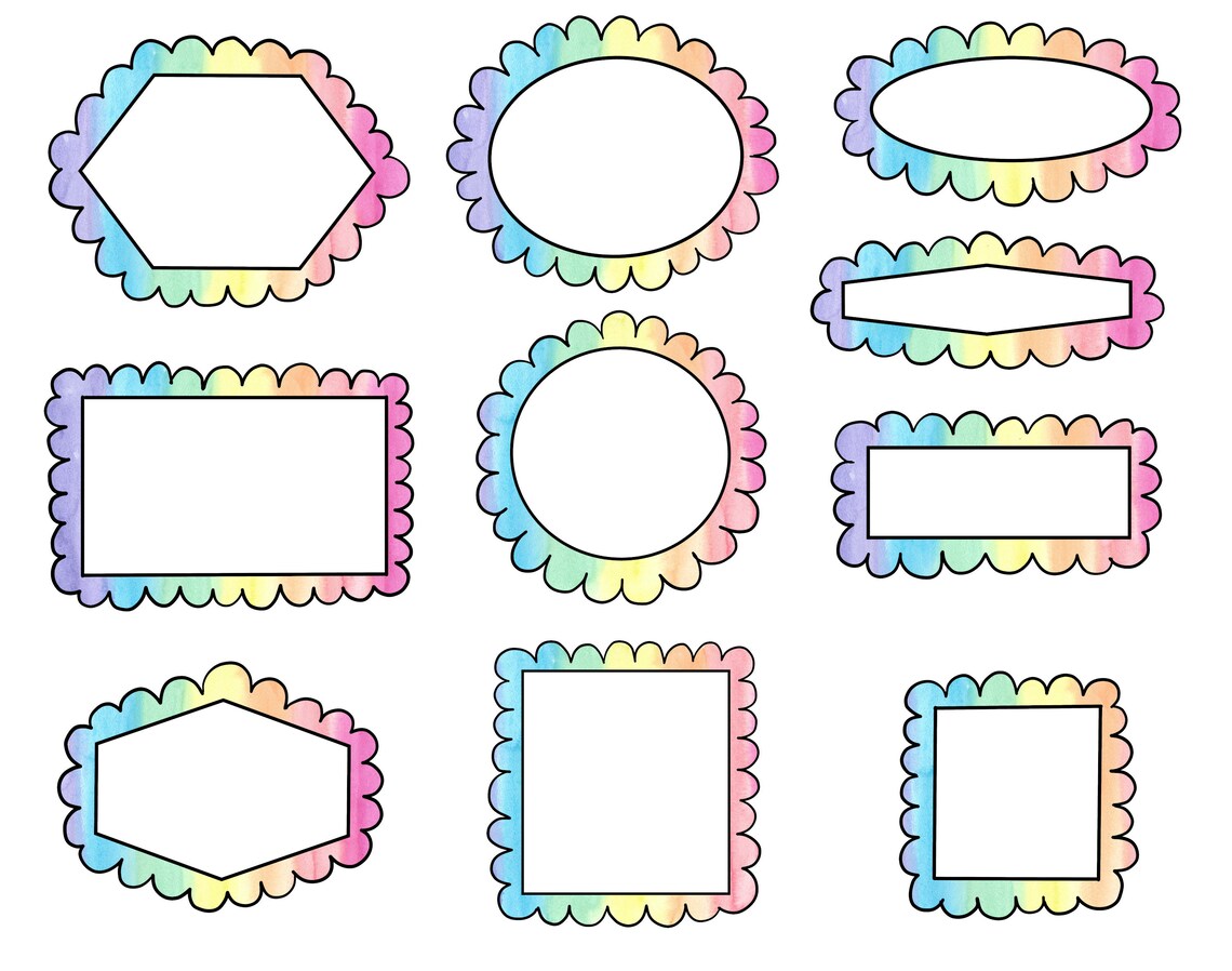 Frames Doodle Border Rainbow Clipart Handpainted Digital | Etsy