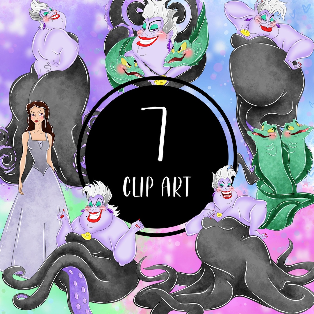 Set of Princess Villain Ursula Clip Art, the Little Mermaid PNG Clip ...