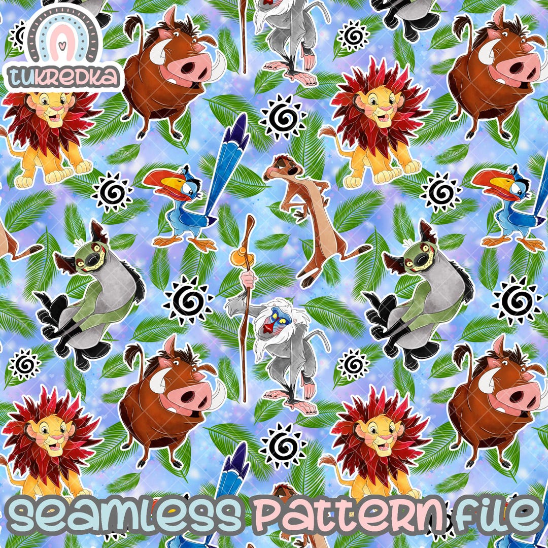 The Lion King Simba Pumba Timon Seamless Pattern, Digital Paper ...