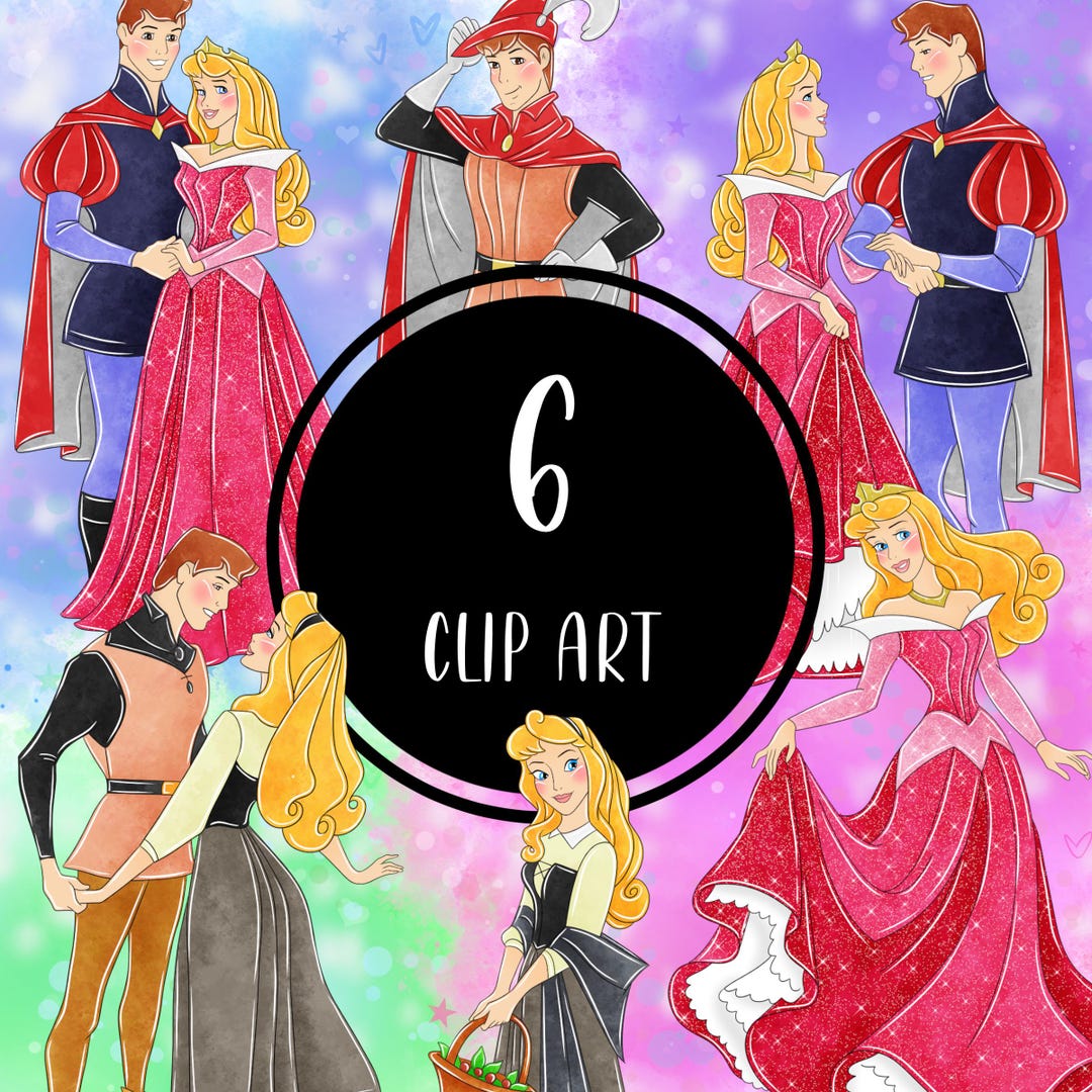 Set of Princess Aurora Clip Art, Sleeping Beauty PNG Clipart, Cartoon ...