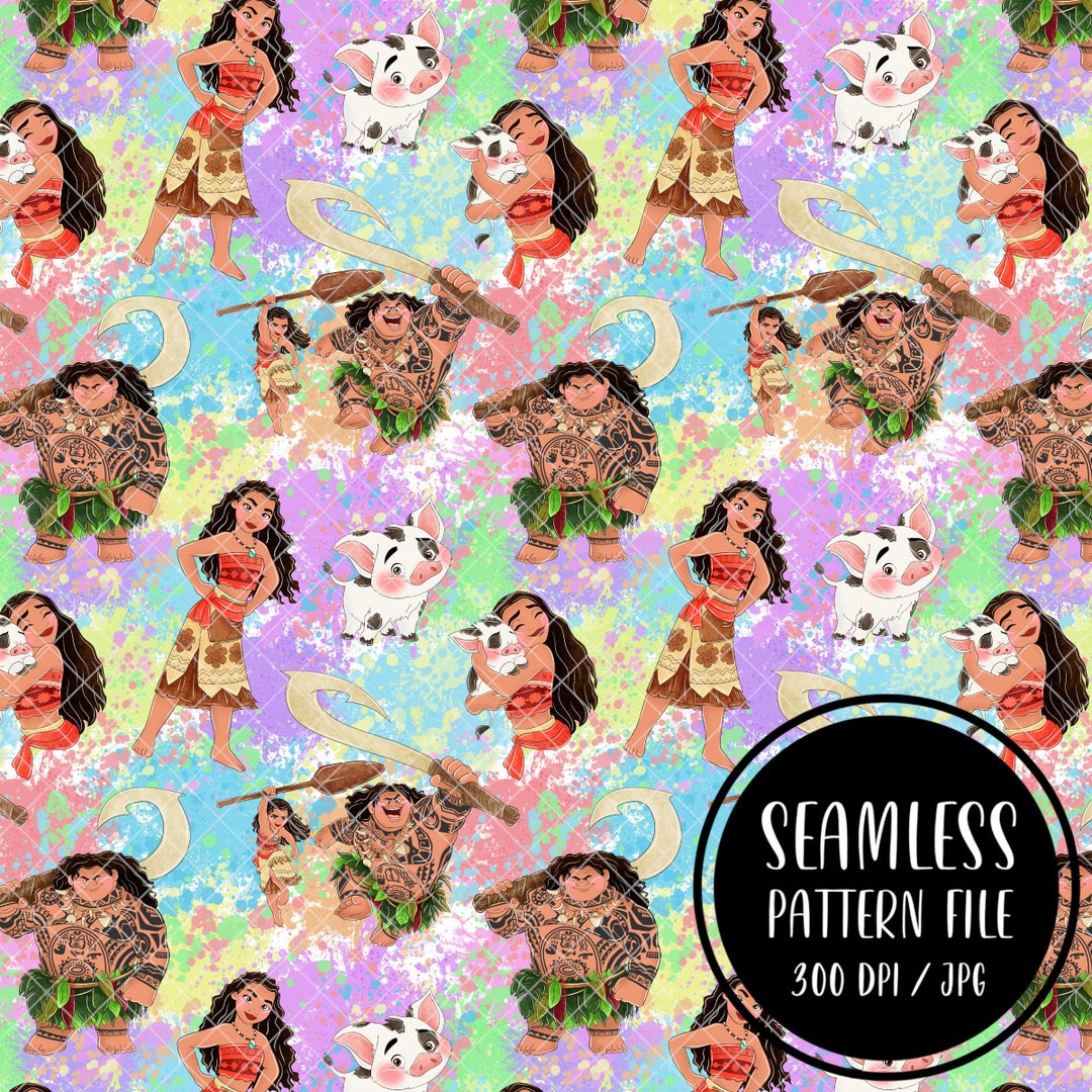 Princess Moana Seamless Pattern, Digital Paper Background Download Free ...