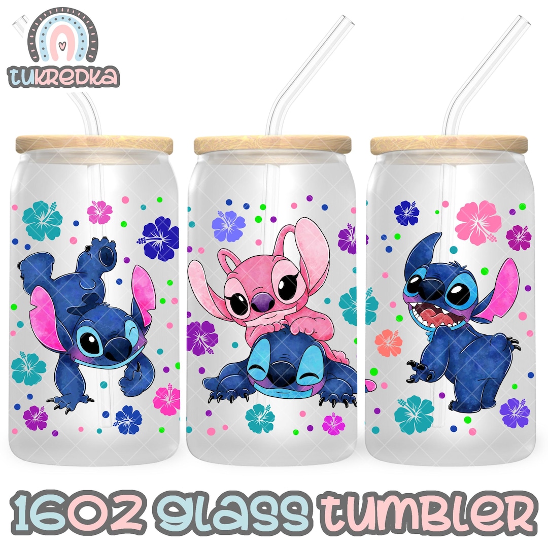 Stitch and Angel Cup PNG File DIGITAL DOWNLOAD 16oz Glass Tumbler ...