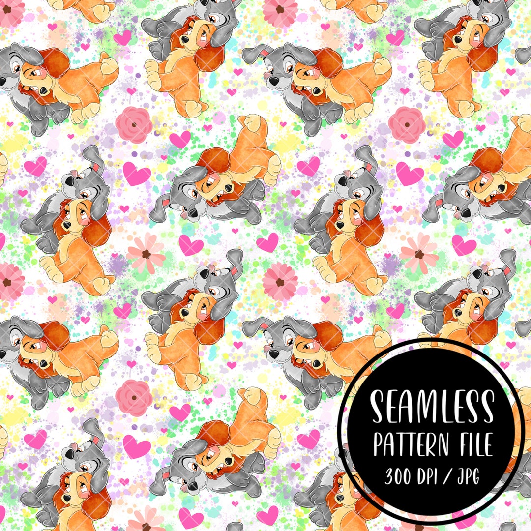 Lady and the Tramp Seamless Pattern, Digital Paper Background Download ...