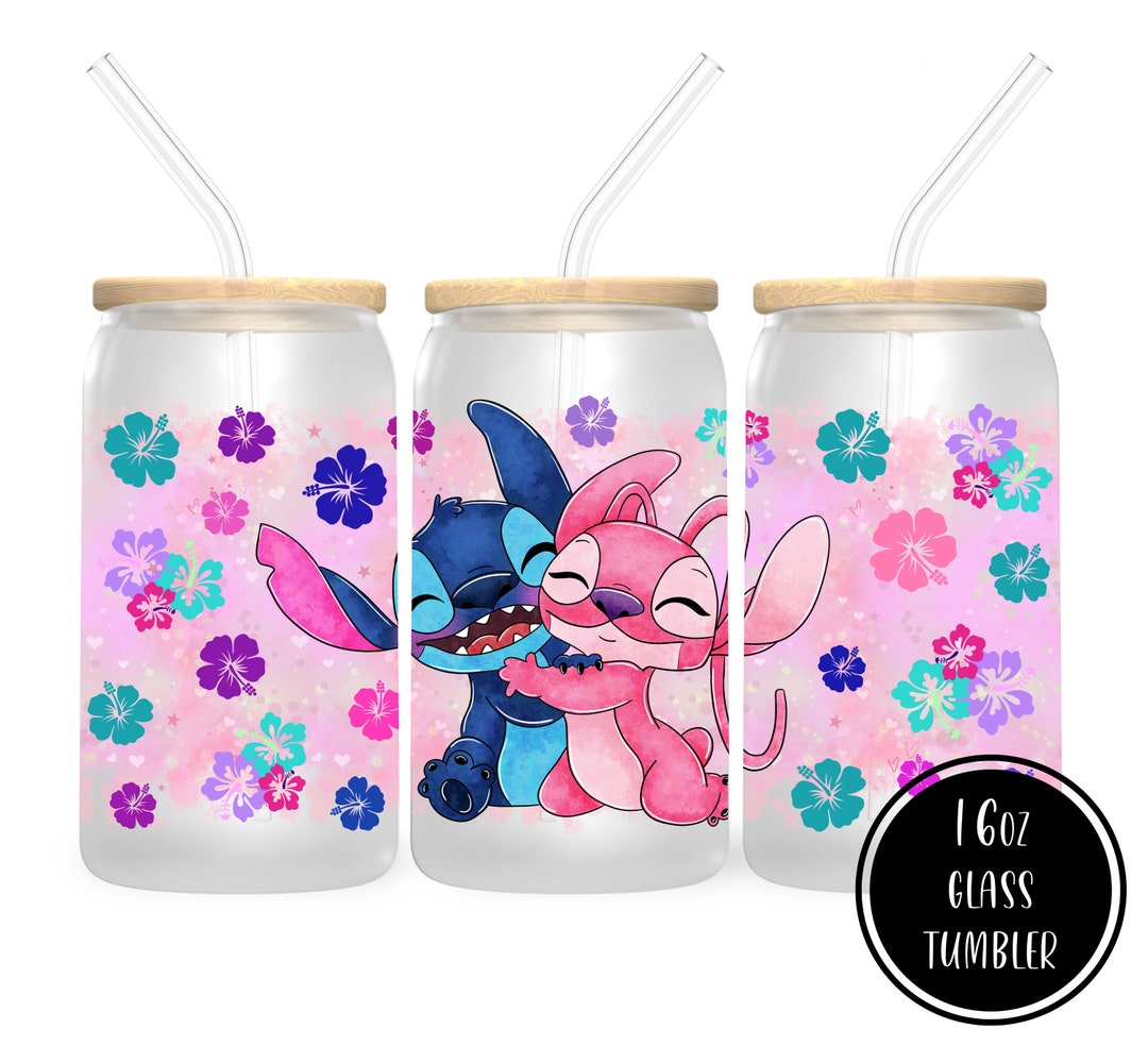 Stitch and Angel Cup PNG File DIGITAL DOWNLOAD 16oz Glass Tumbler ...