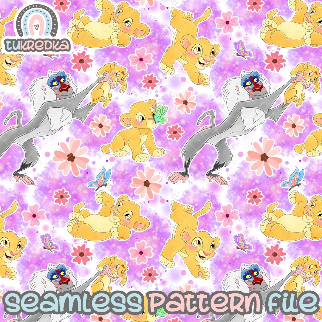 The Lion King Simba Seamless Pattern, Digital Paper Background Download ...