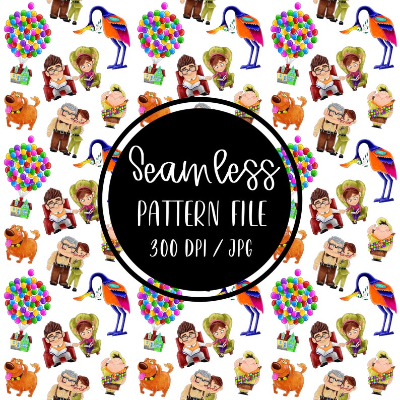 Carl and Ellie up Balloon House Seamless Pattern, Digital Paper ...