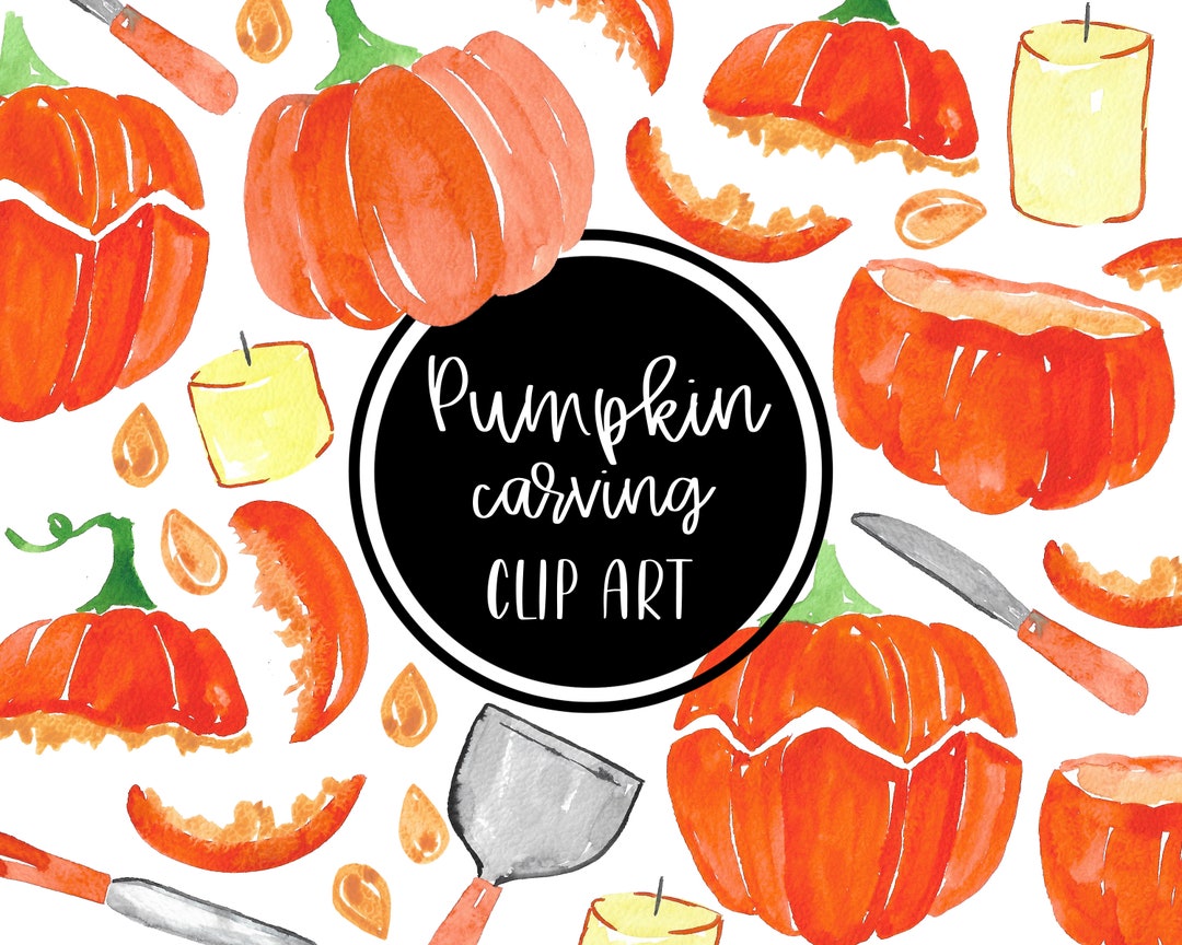Halloween Pumpkin Clip Art Watercolor Handpainted Digital - Etsy