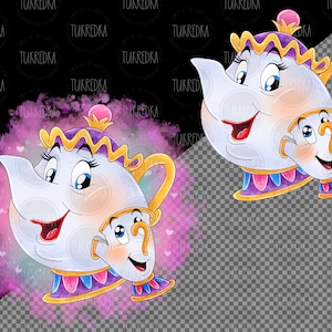 Princess Mrs Teapots & Chip Clipart, Beauty and the Beast PNG Clip Art ...
