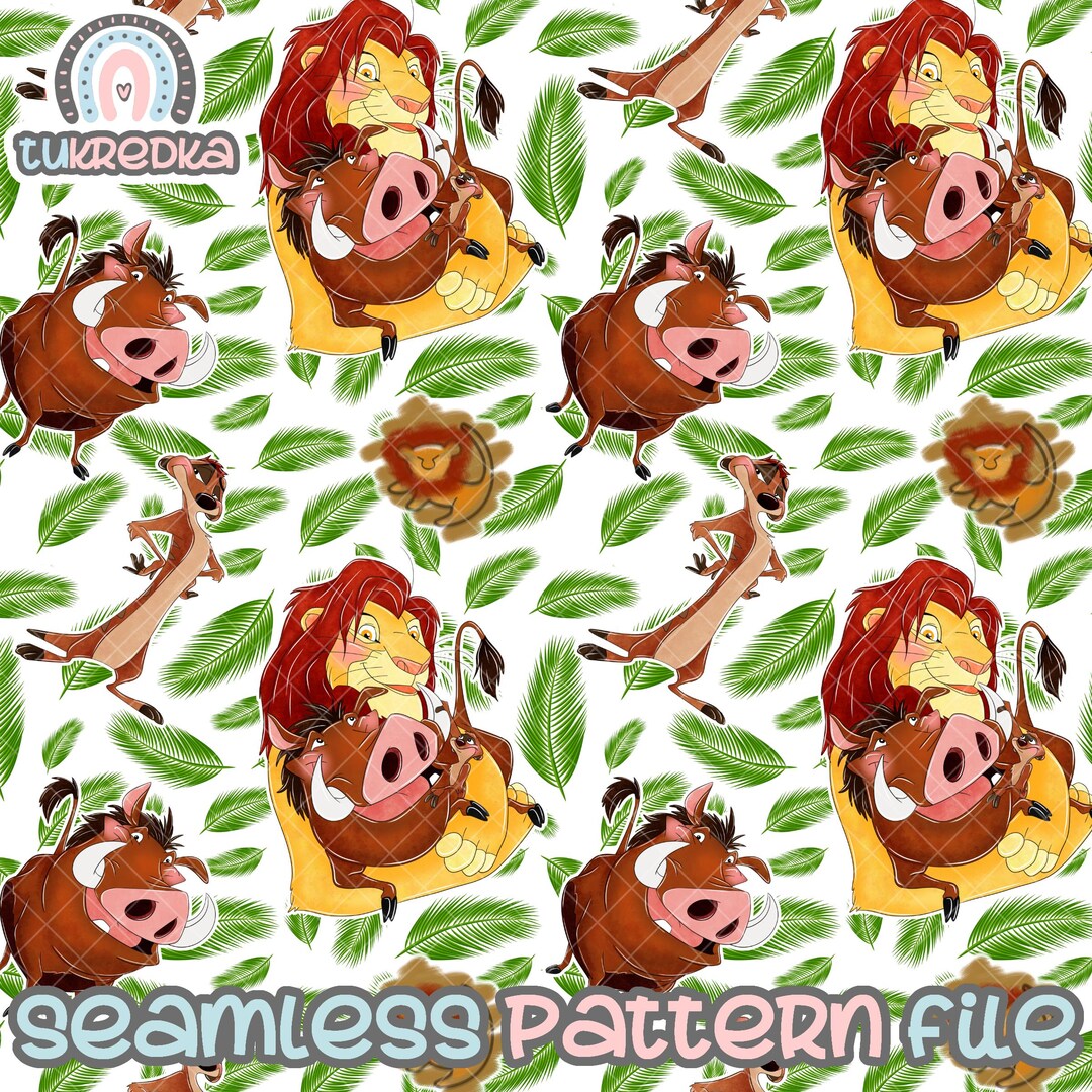 The Lion King Simba Pumba Timon Seamless Pattern, Digital Paper ...