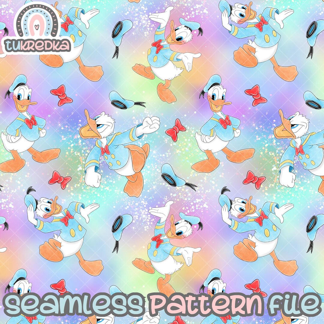 Donald Duck Seamless Pattern, Digital Paper Background, Mickey Mouse ...