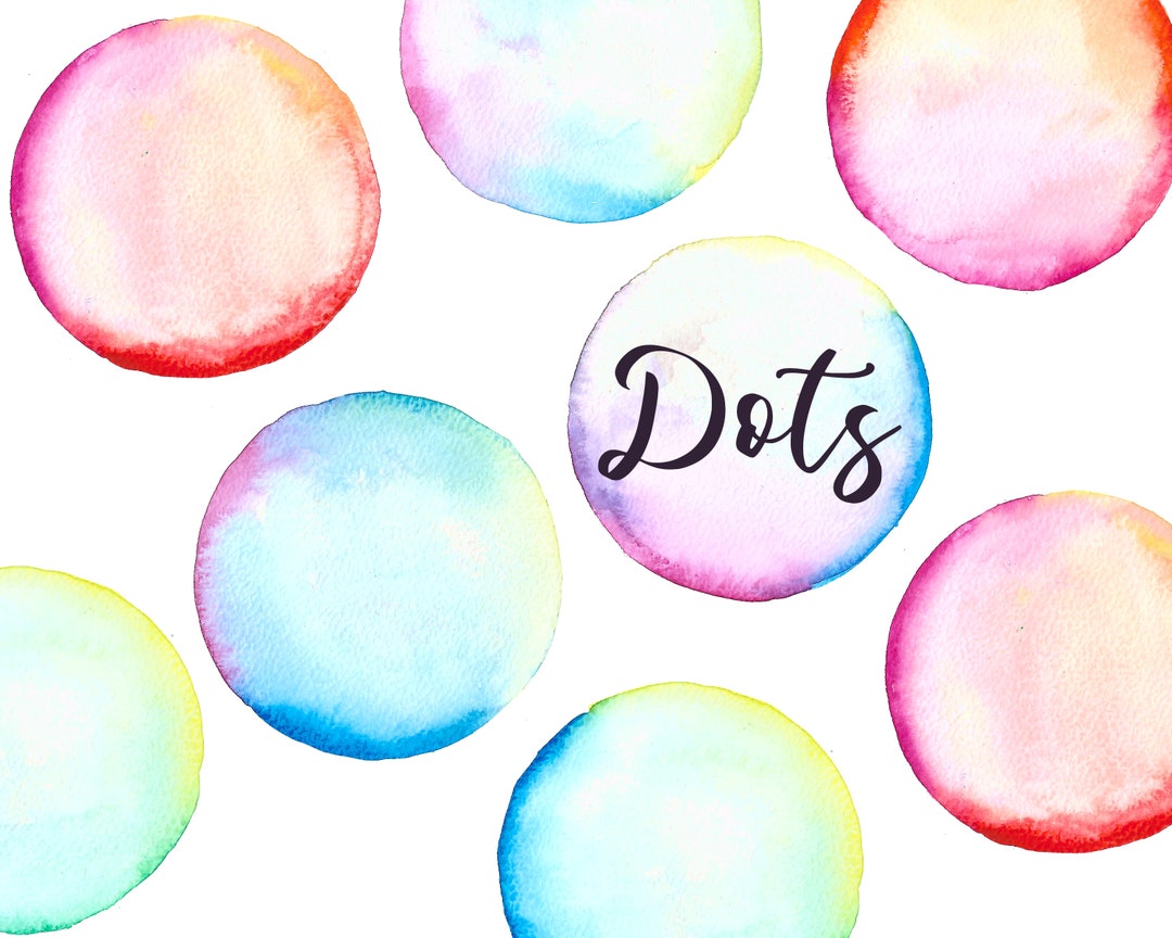 Dots Watercolor Handpainted Digital Clipart Multicolor Rainbow - Etsy