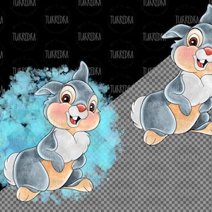 Thumper Rabbit Cute Clip Art PNG, Cartoon Bambi Clipart Sublimation PNG ...